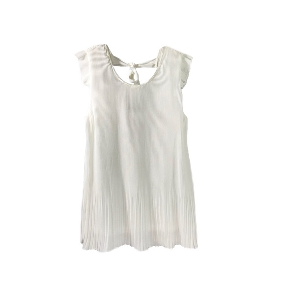 Jolibel | Tops | Jolibel White Chiffon Accordion Pleated Tunic Top | Poshmark